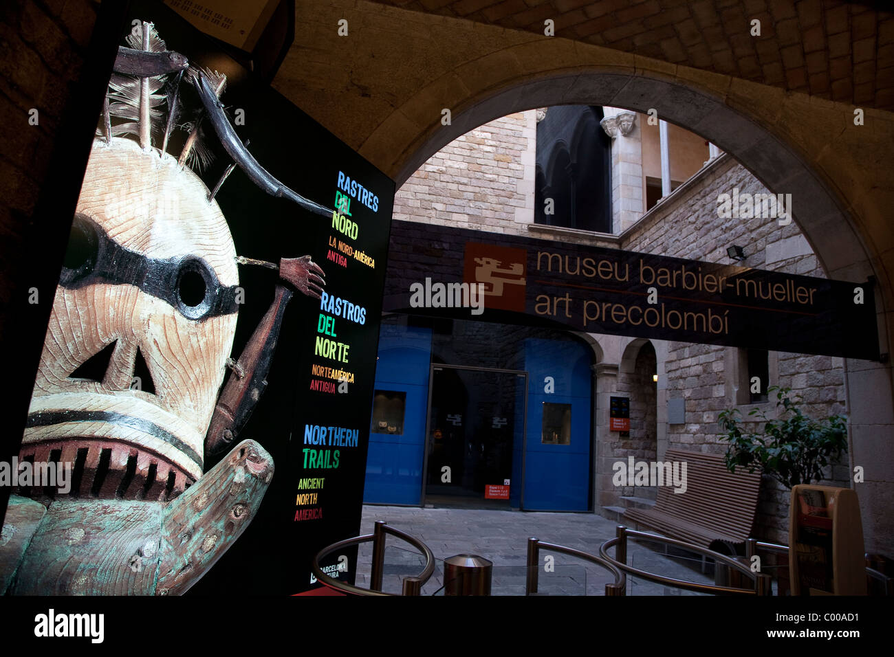 Entrance of Barbier-Mueller Art Precolombi Museum in Barcelona ...