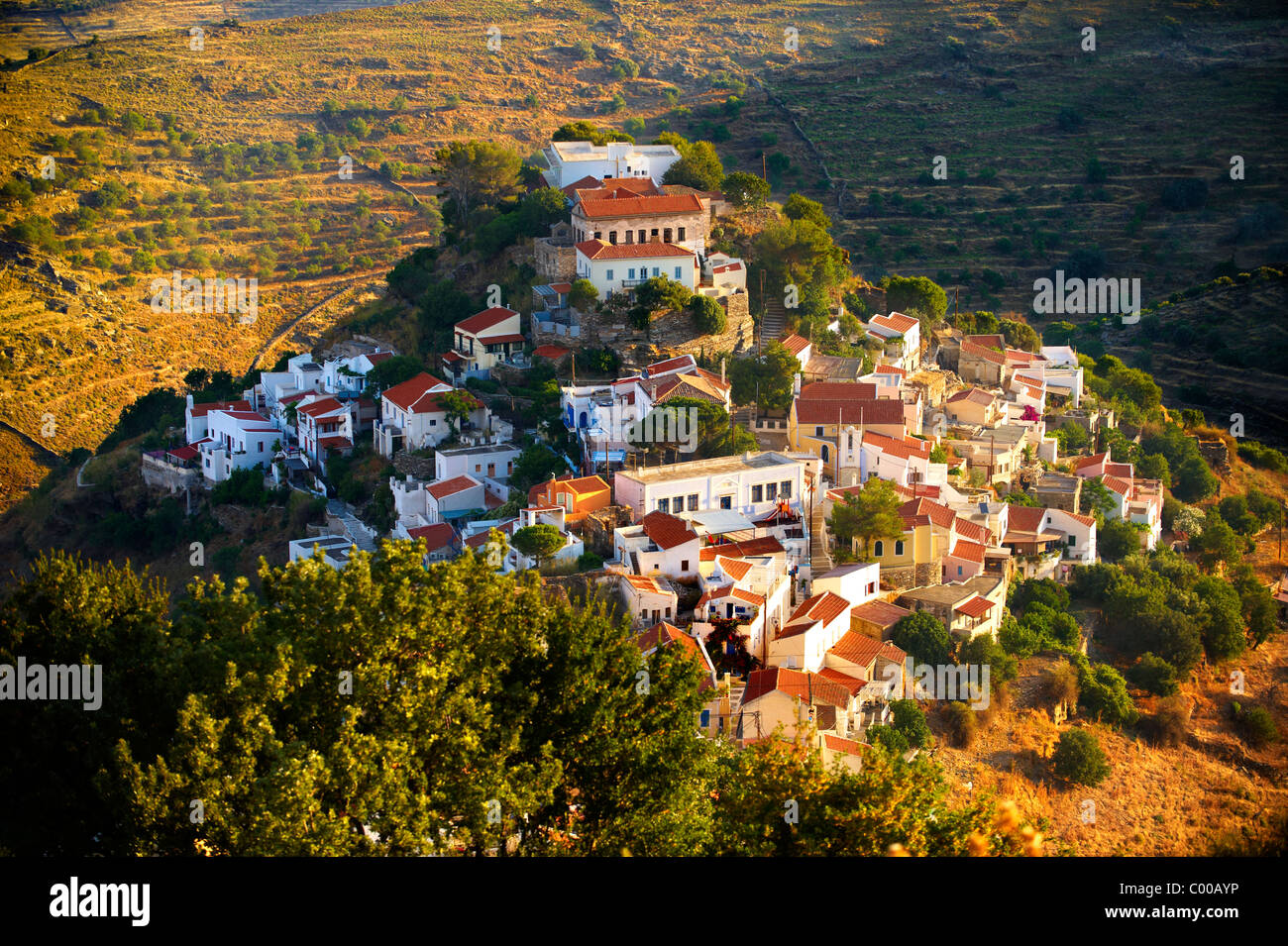view of Ioulis (Chora) administrative centre town of Kea, Greek ...