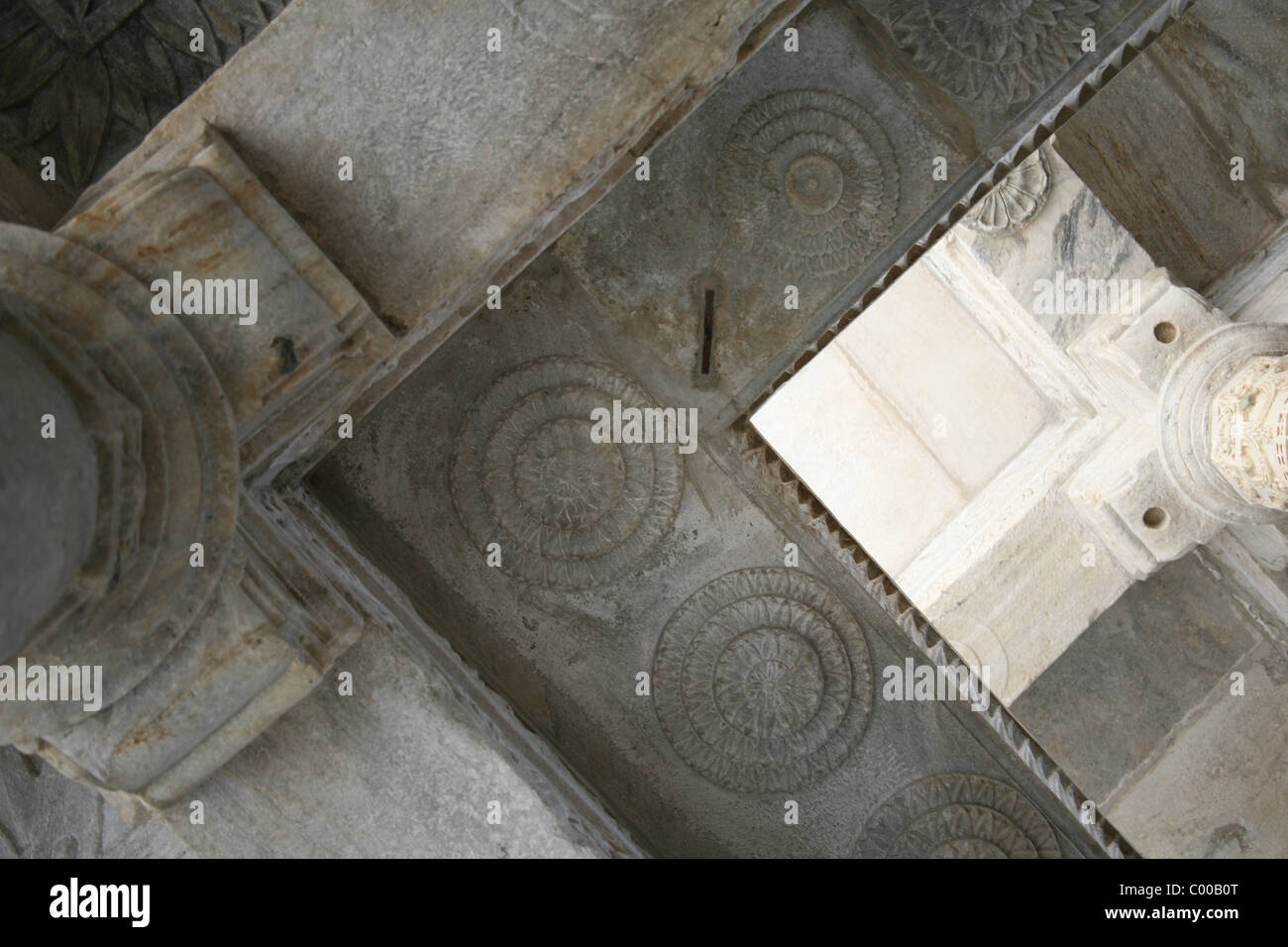 Vaulted carved marble ceilings at Adishwar Chaumukha Mandir Jain Temple ...