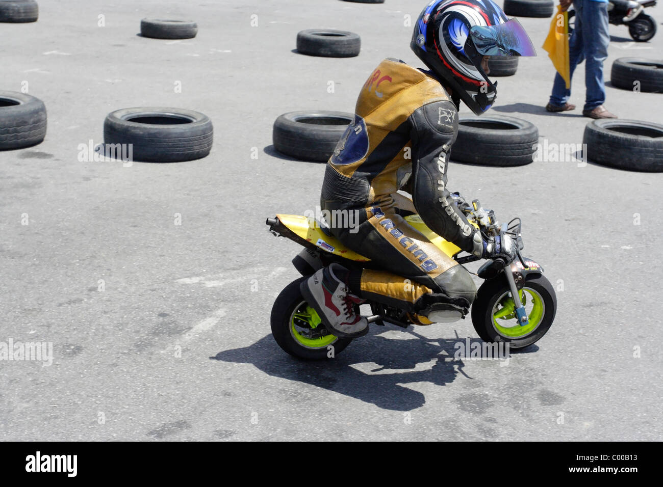 Motor racing on miniature bikes Stock Photo - Alamy