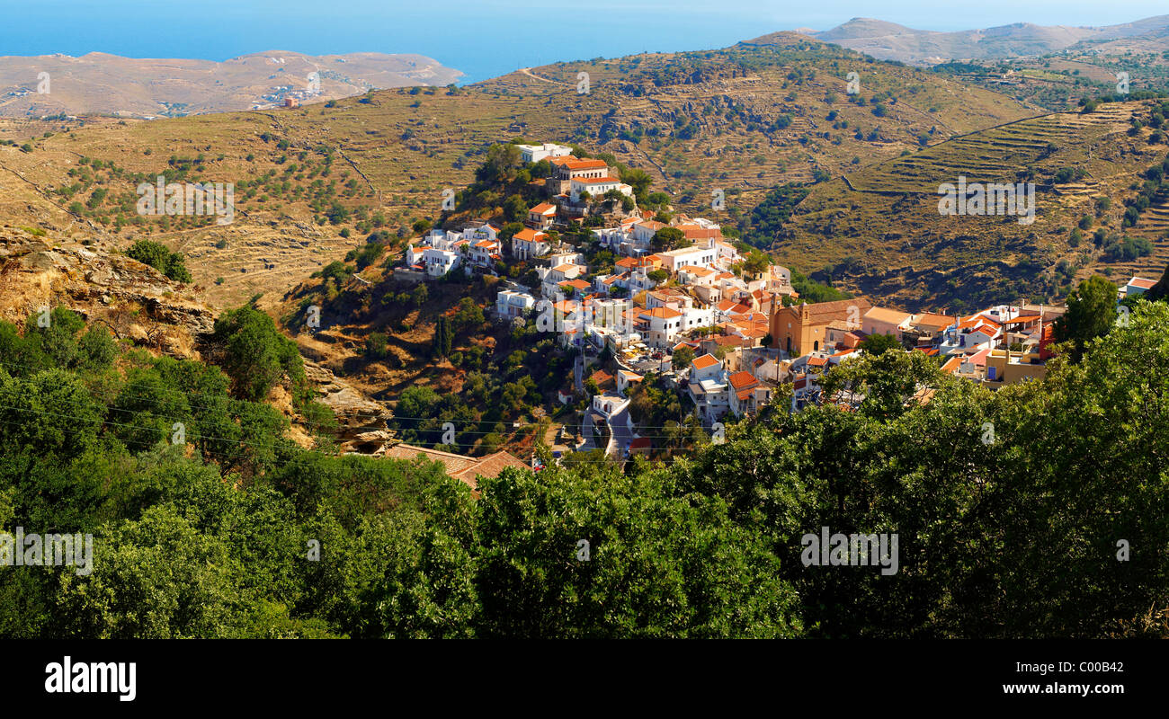 view of Ioulis (Chora) administrative centre town of Kea, Greek ...
