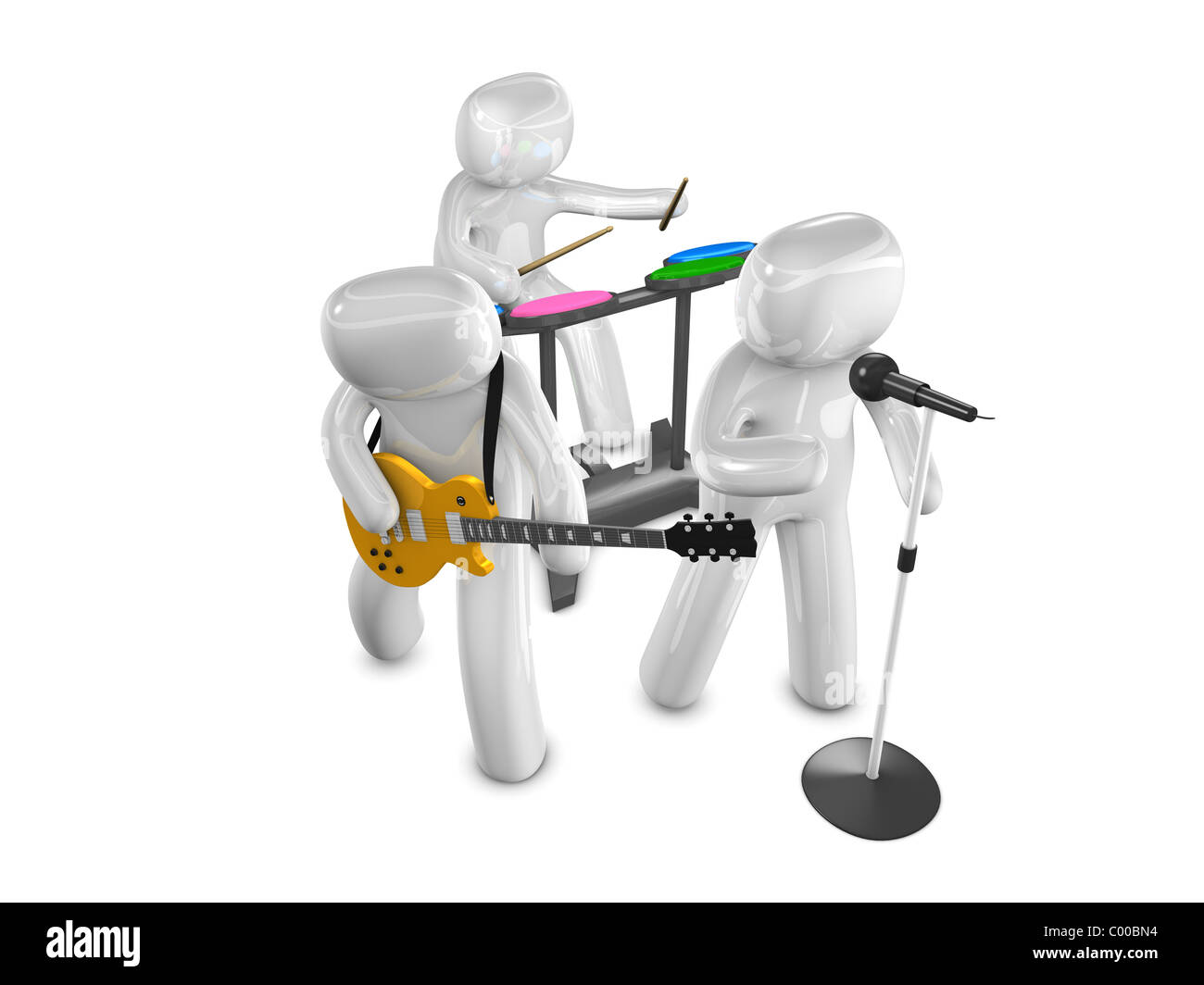 3d rendering concept image; musical group. Isolated on white background ...