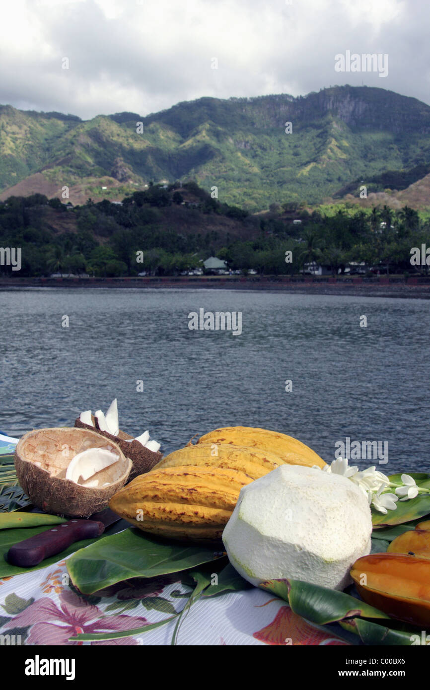 Variety Of Local Fruit Arranged On Table Stock Photo - Alamy