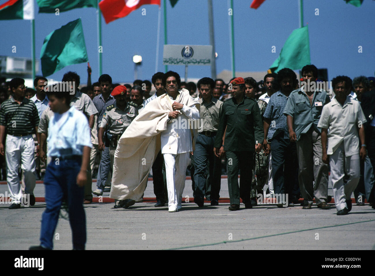 tripoli, libya -- libyan president muamar ghaddafi with entourage at ...