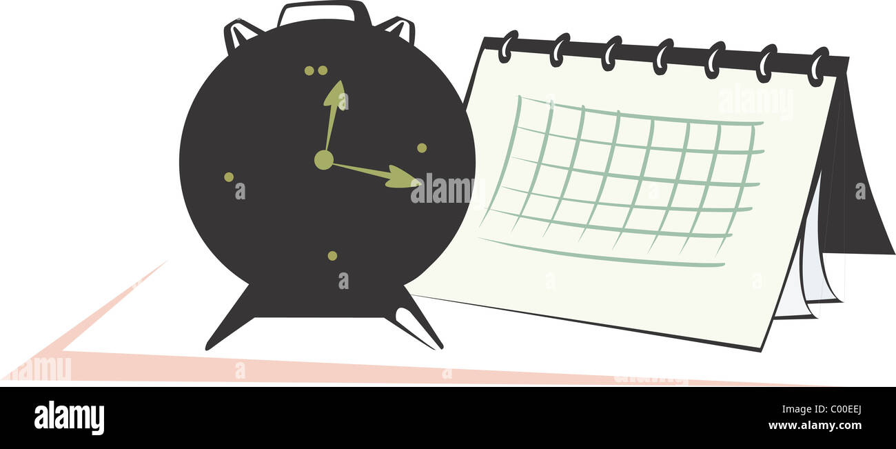 Clock and calendar Stock Photo - Alamy