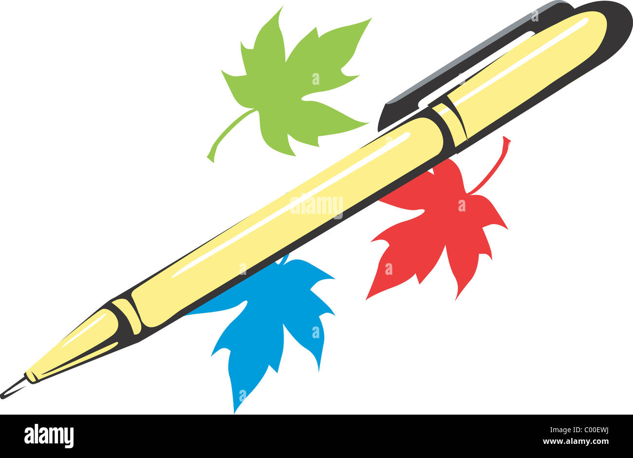 Pen and maple leaf Stock Photo - Alamy