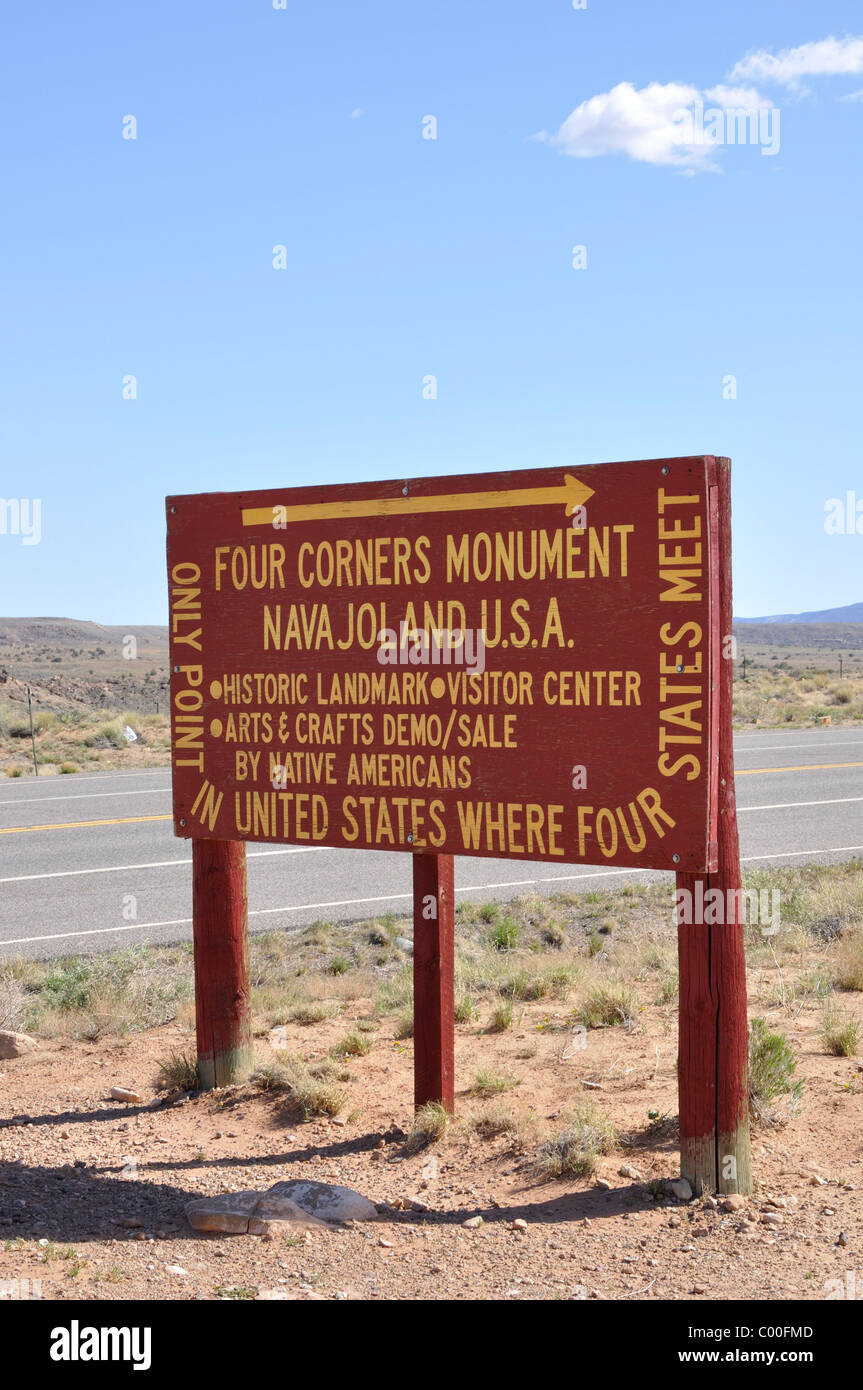Four Corners Monument direction sign, USA Stock Photo - Alamy