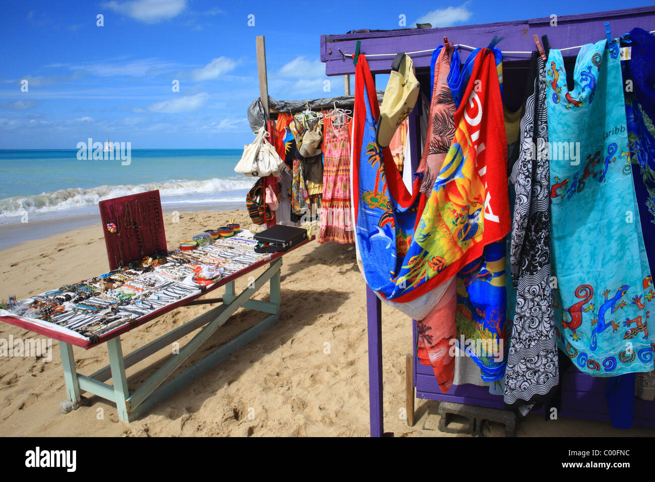 A colourful stall on the beach in Antigua West Indies Stock Photo - Alamy