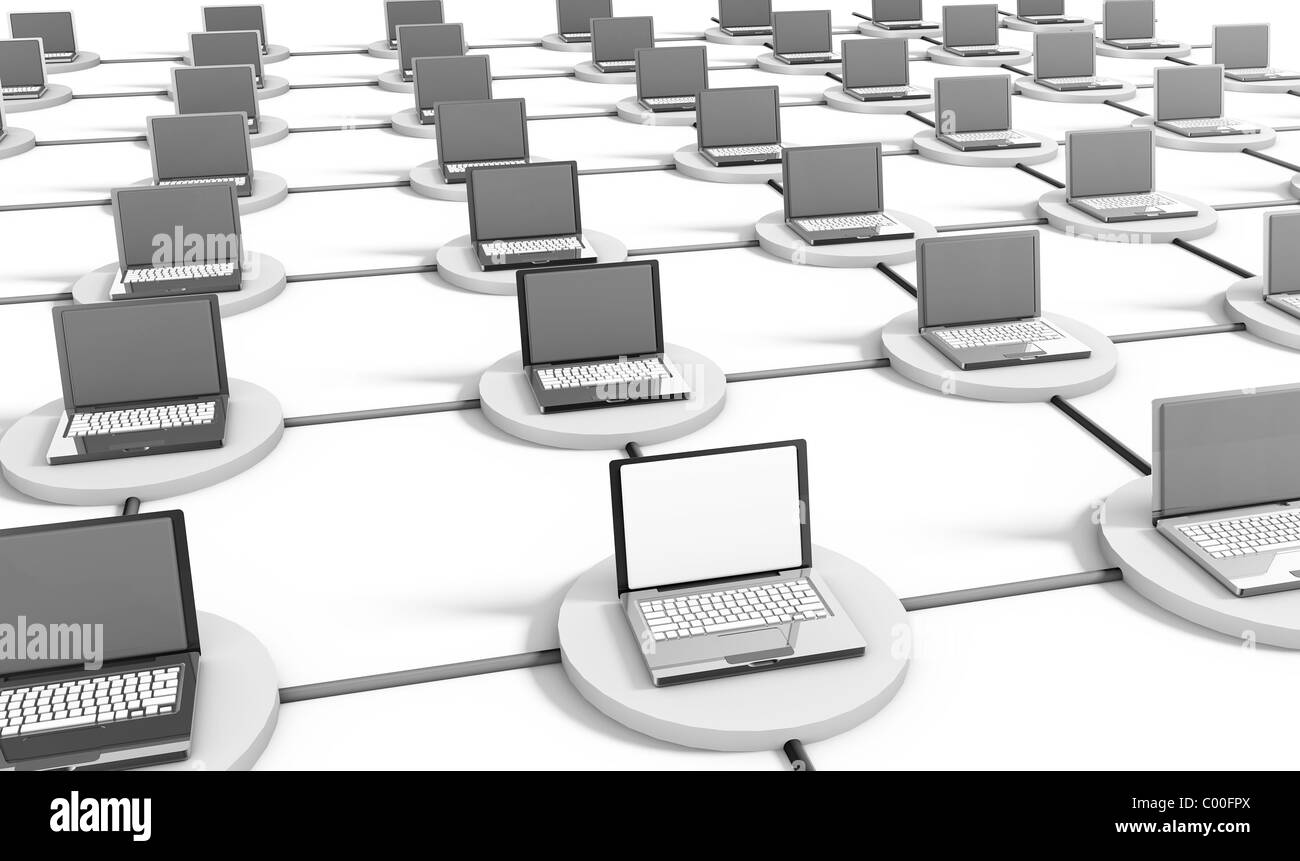 Computer Network on the Internet with PCs Stock Photo - Alamy
