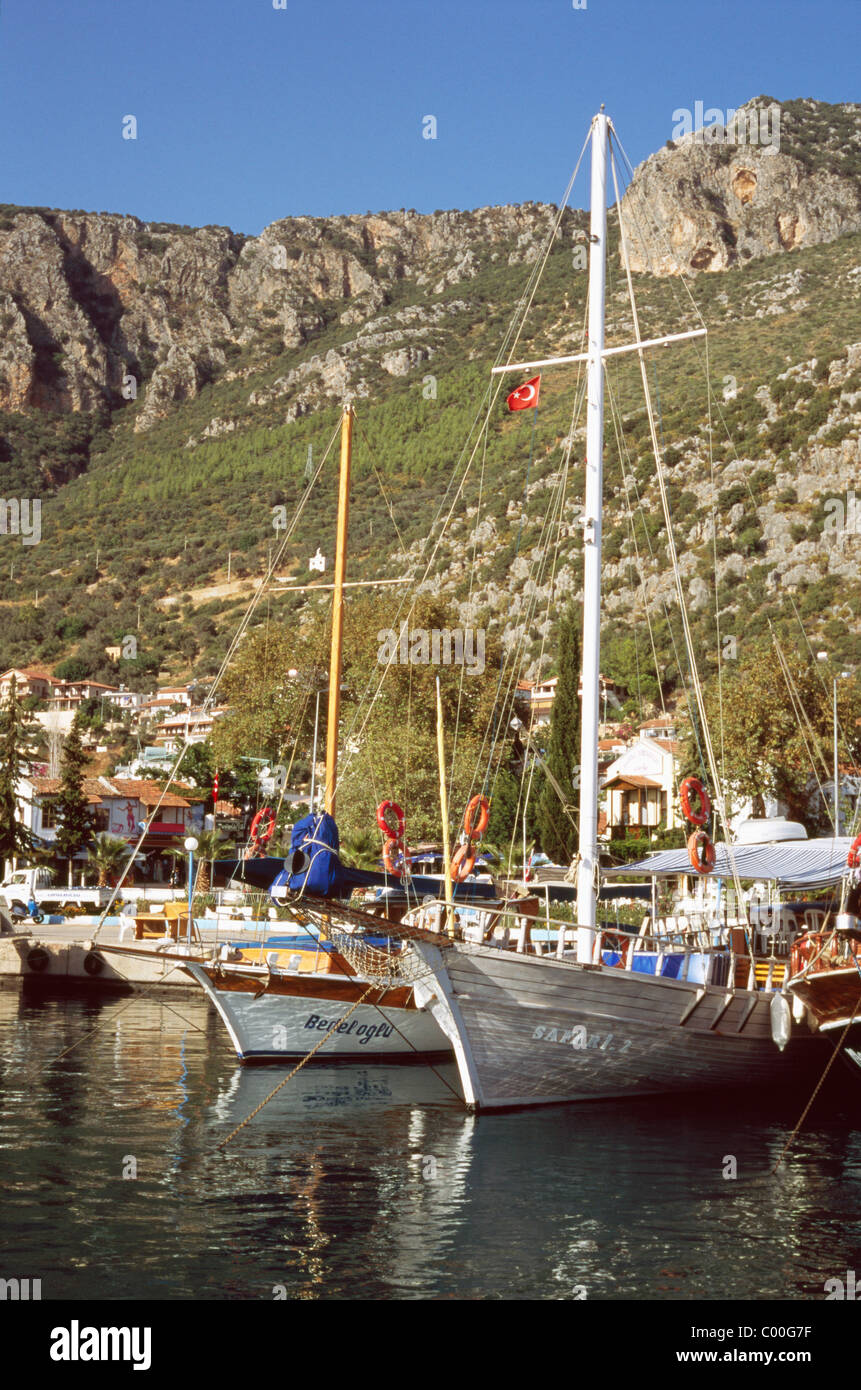 Gulet Boats anchored in Kas Stock Photo - Alamy