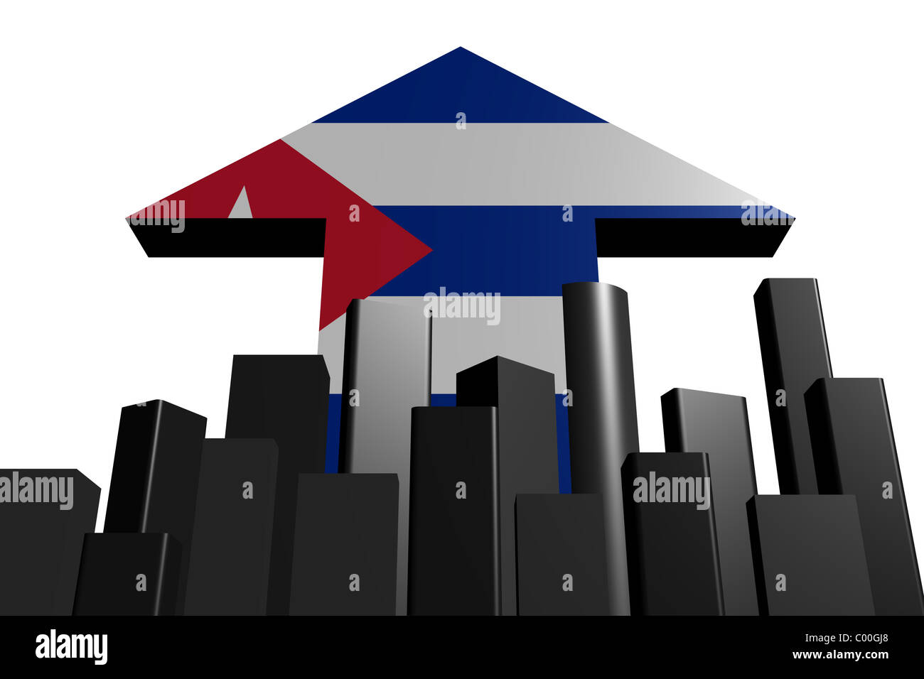 abstract skyline and Cuban flag arrow illustration Stock Photo - Alamy