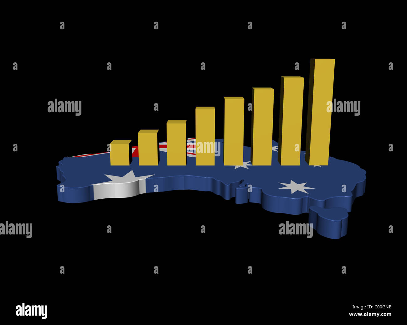 graph on Australia map flag illustration Stock Photo - Alamy