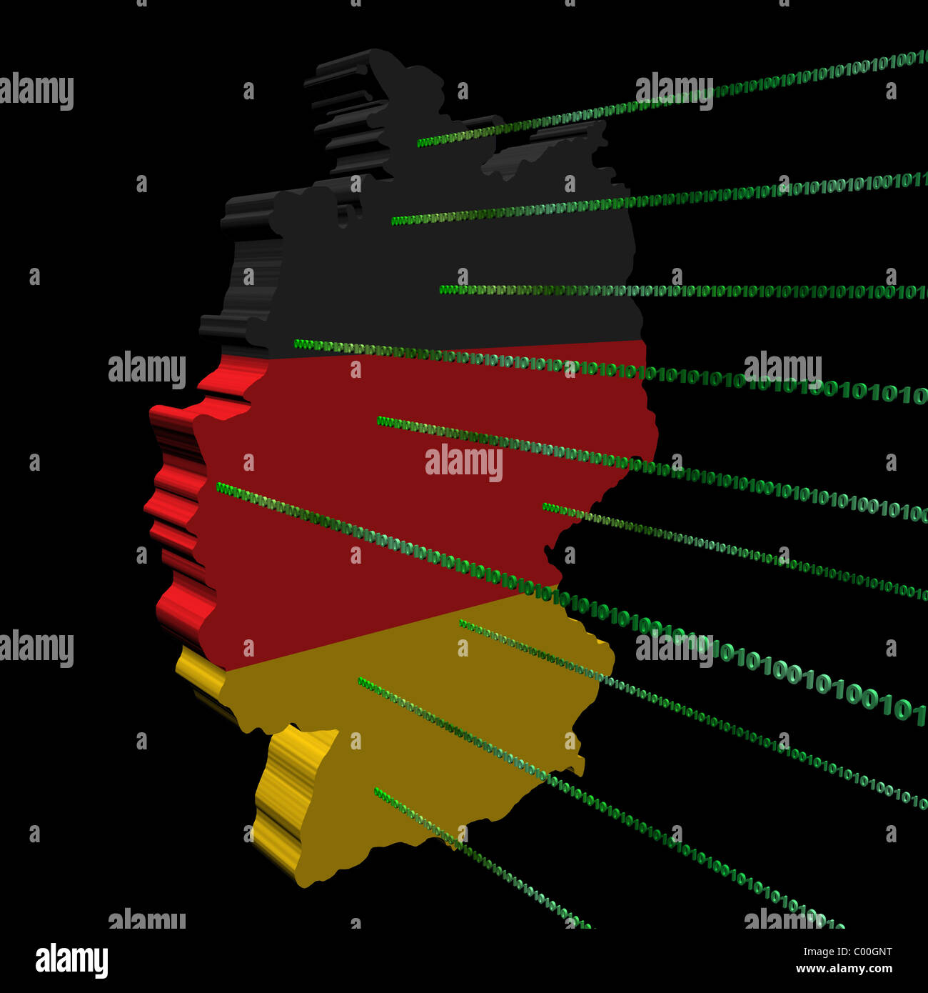 Germany map flag with green binary code illustration Stock Photo - Alamy