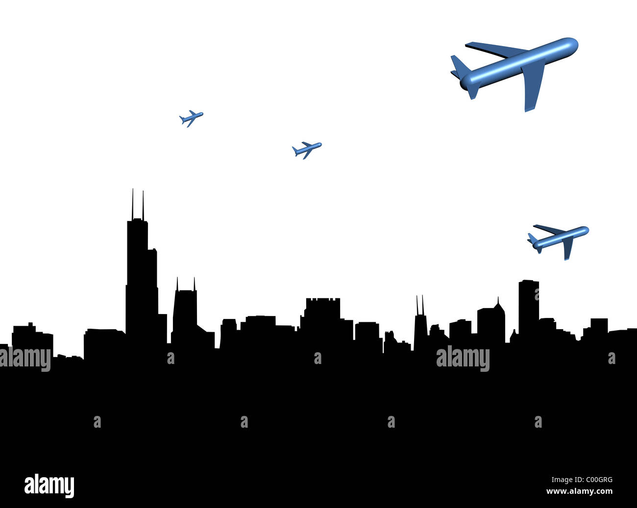 abstract planes departing Chicago illustration Stock Photo - Alamy