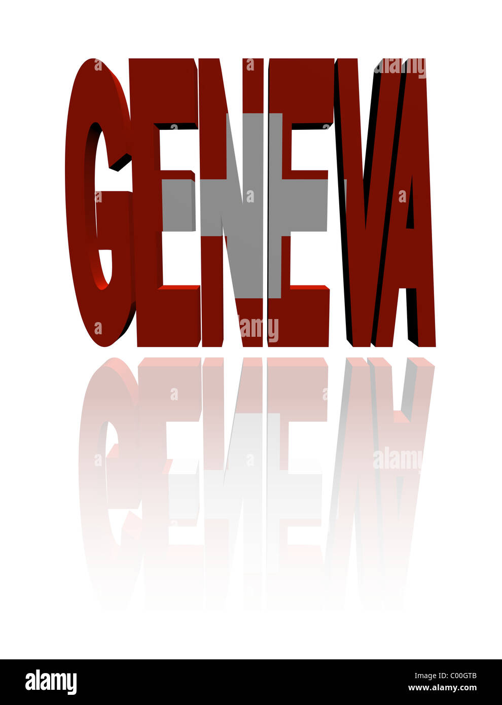 Geneva text with Swiss flag illustration Stock Photo - Alamy