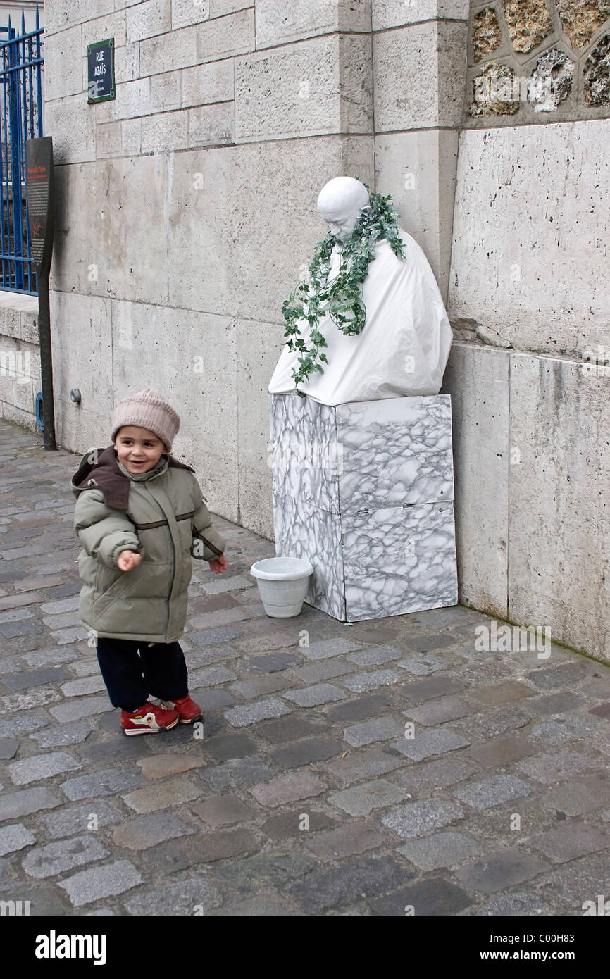 Human Statue in a side street "Mont Martre" Paris, France Stock Photo ...