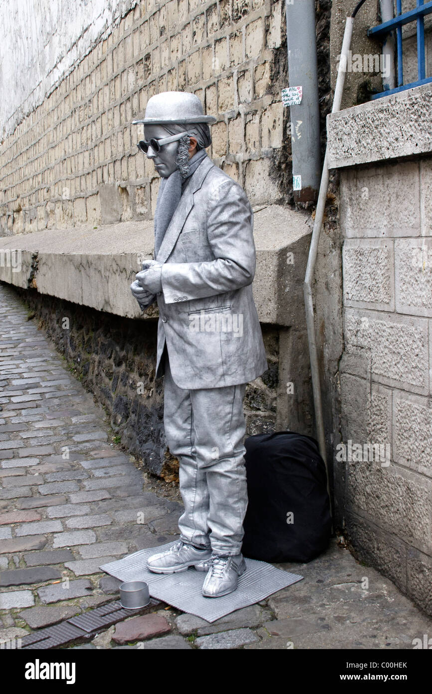 Human Statue in a side street "Mont Martre" Paris, France Stock Photo ...