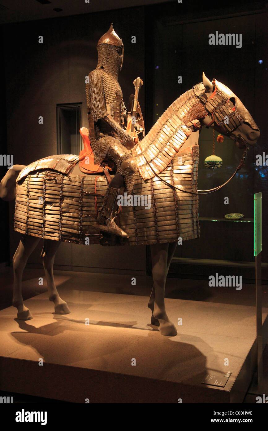 Qatar, Doha, Museum of Islamic Art, armour for horse and rider Stock ...