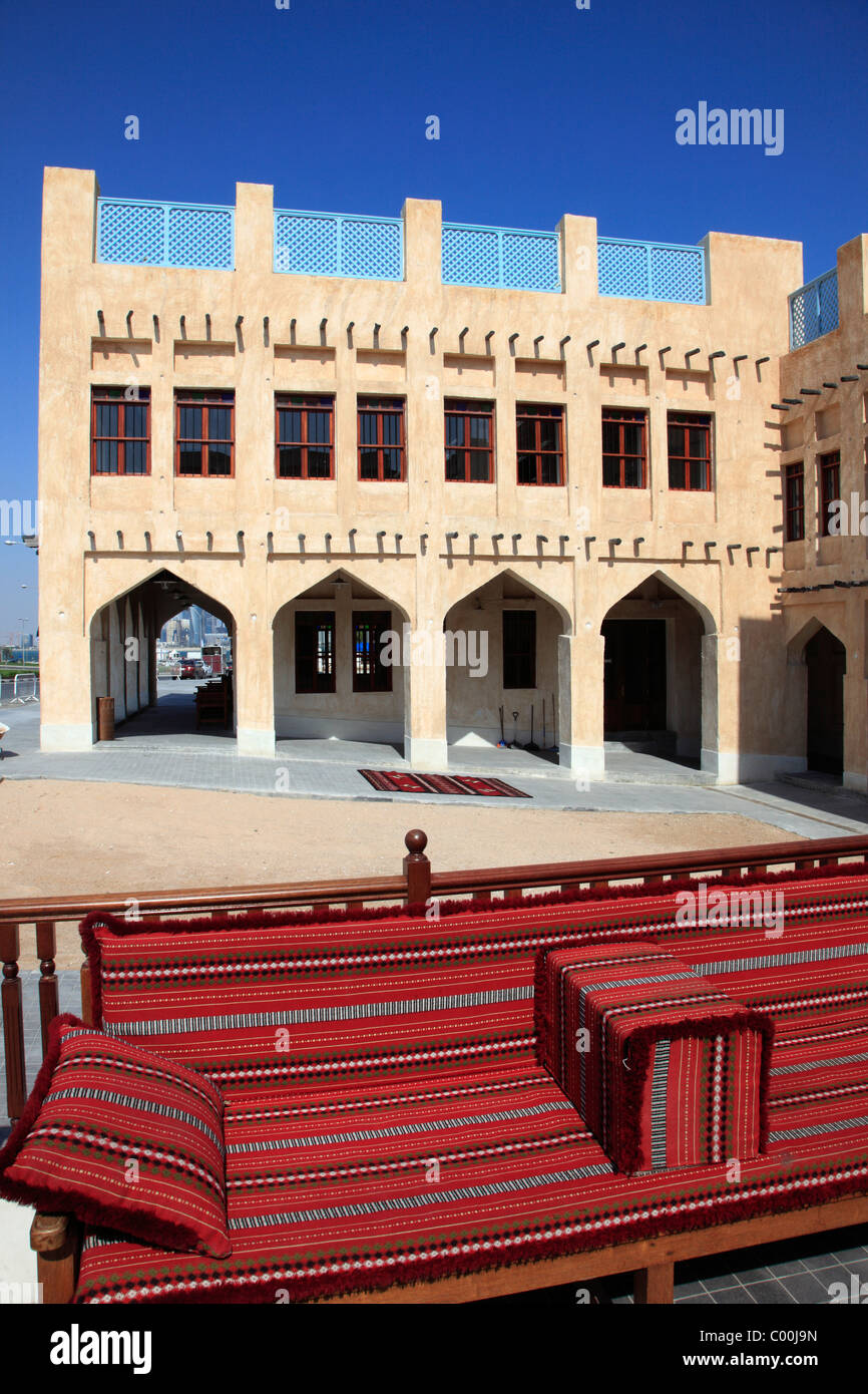 Qatar, Doha, Souq Waqif, street scene, traditional architecture Stock ...