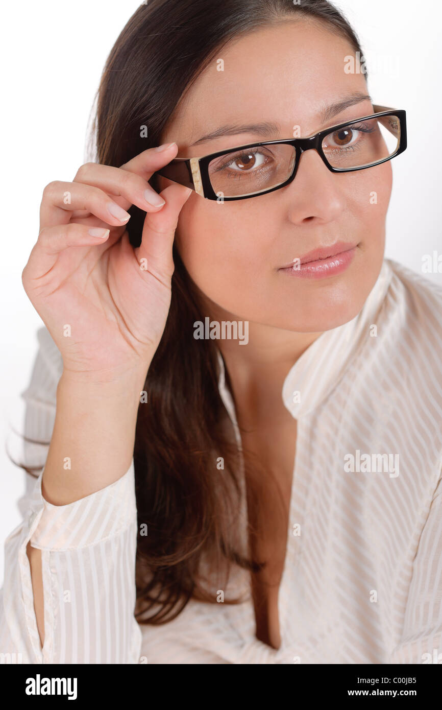 Designer glasses - portrait of trendy woman fashion Stock Photo - Alamy