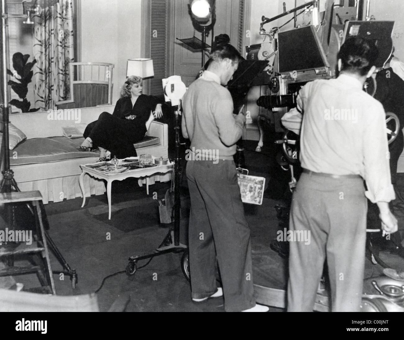 JEAN HARLOW (1911-1937) US film actress on the set of one of her later ...