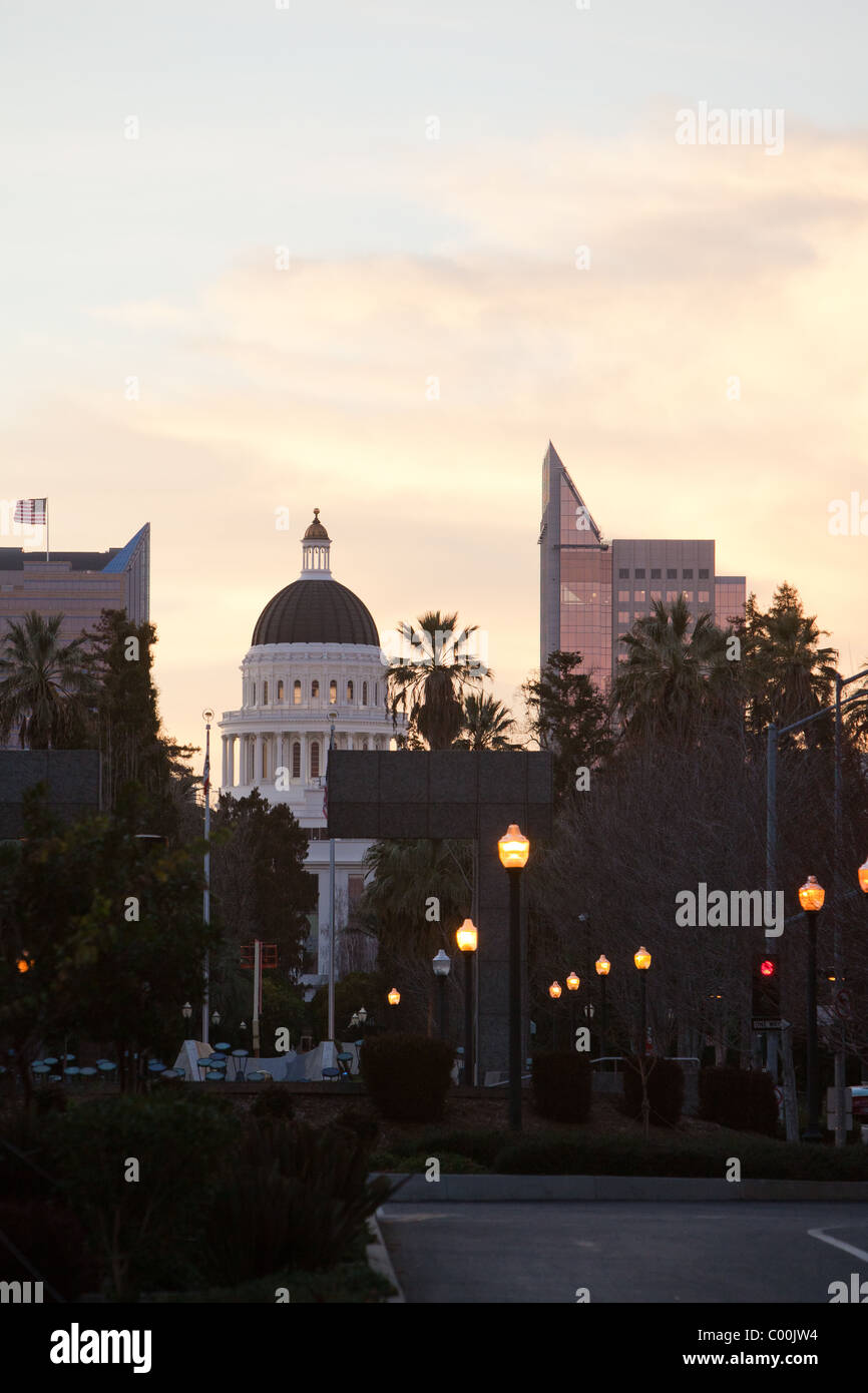 California State Capitol with Palm Trees at Sunset Stock Photo - Alamy