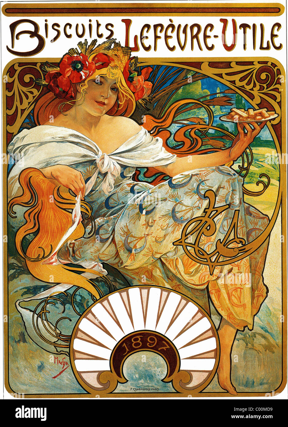 Alphonse Mucha (Alfons Maria) 1860 - 1939 Buiscuits Lefèvre-Utile 1897 ...