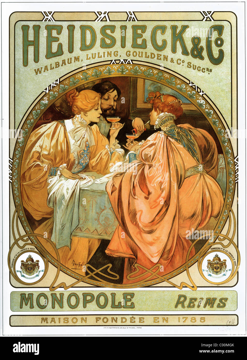 Alphonse Mucha (Alfons Maria) 1860 - 1939 Champagne Heidsieck ...