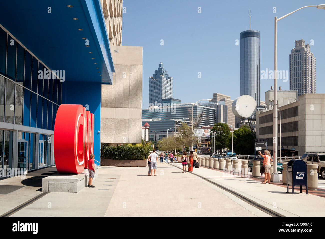 Outside the CNN Building looking towards downtown Atlanta city ...