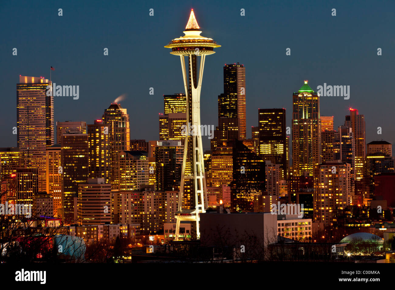 Night space needle hi-res stock photography and images - Alamy
