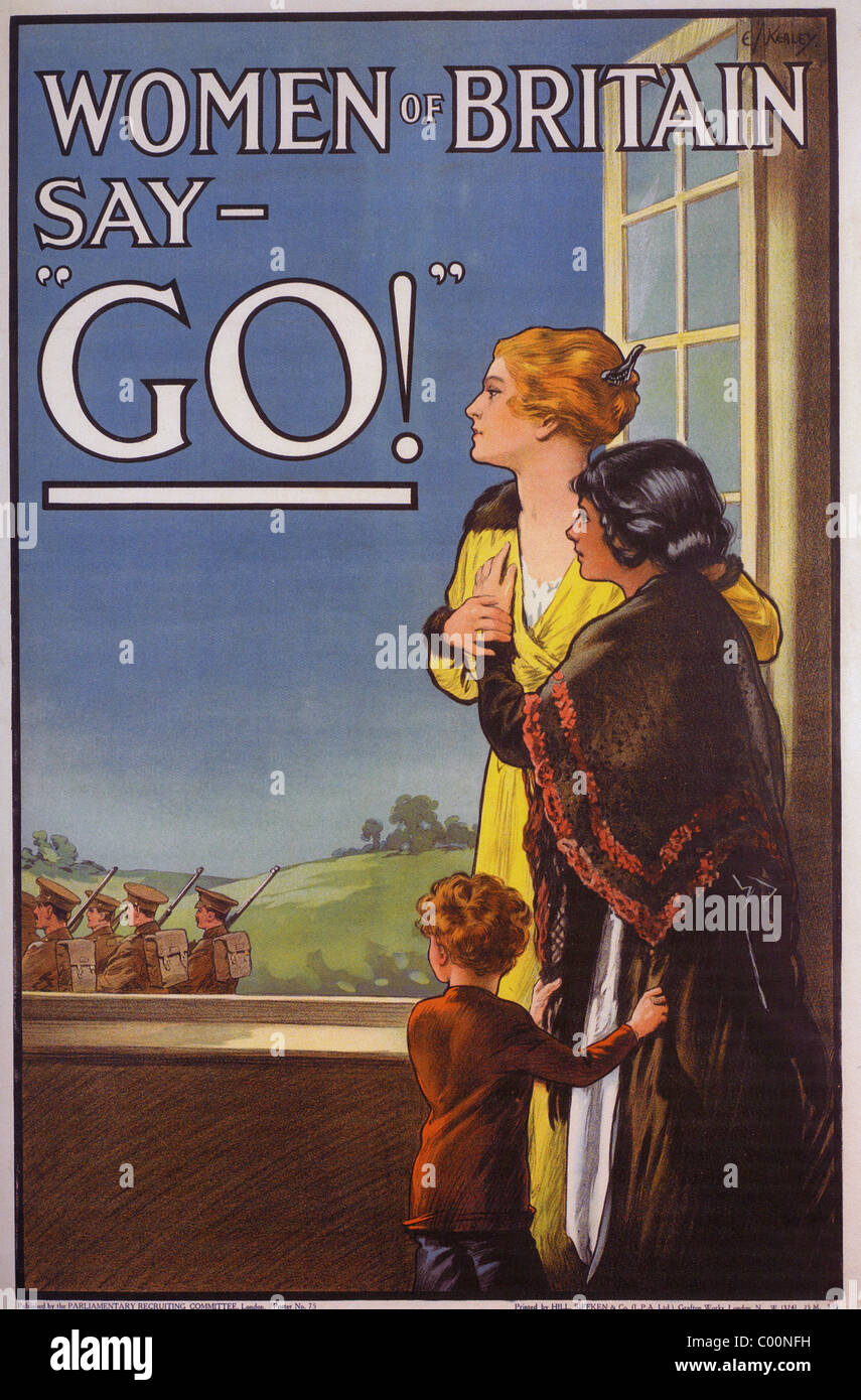 WOMEN OF BRITAIN SAY - GO ! 1915 British poster Stock Photo - Alamy