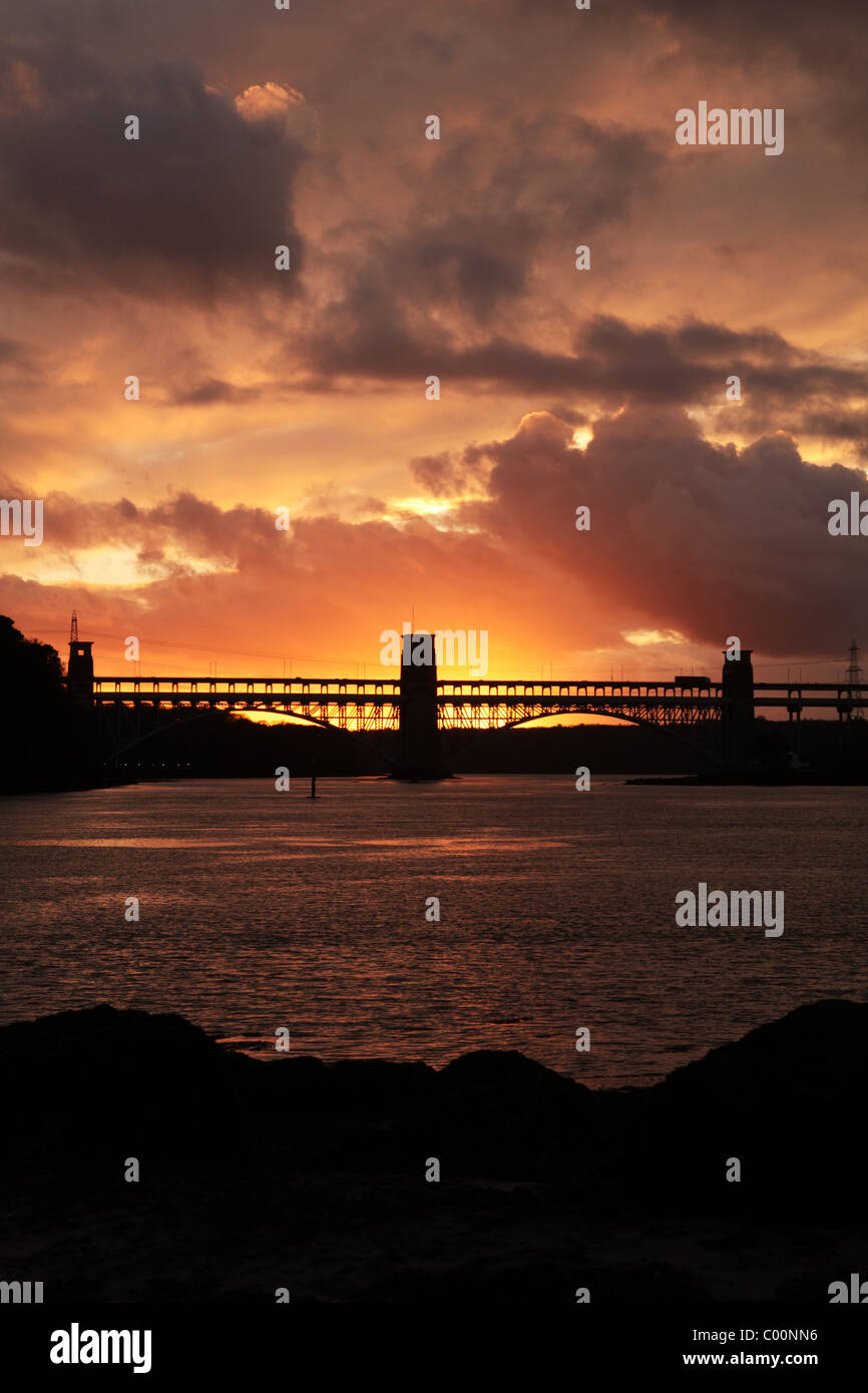 Britannia Bridge over the Menai Straits, Anglesey, Wales Stock Photo ...