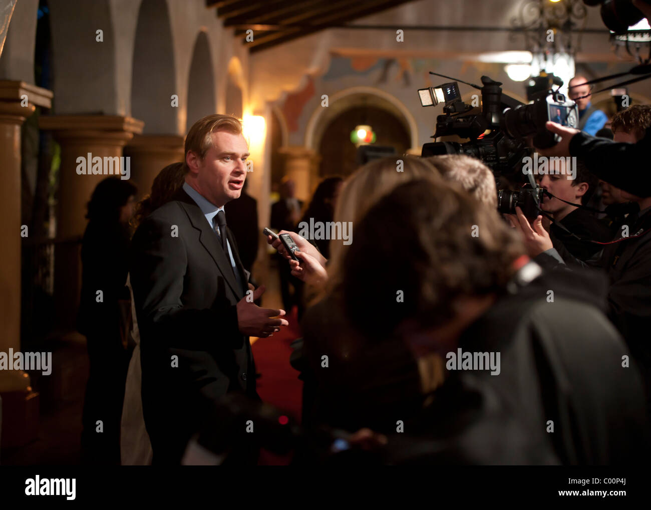 Inception director talks to the press at SBIFF Stock Photo - Alamy