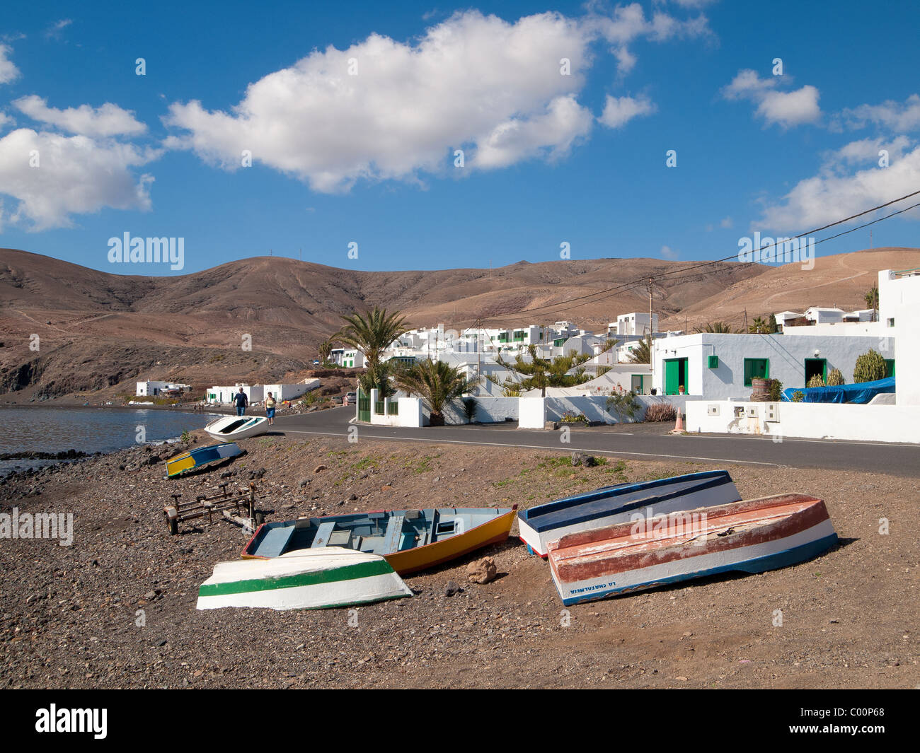 The beach at the small unspoiled village of Playa Quemada Lanzarote ...