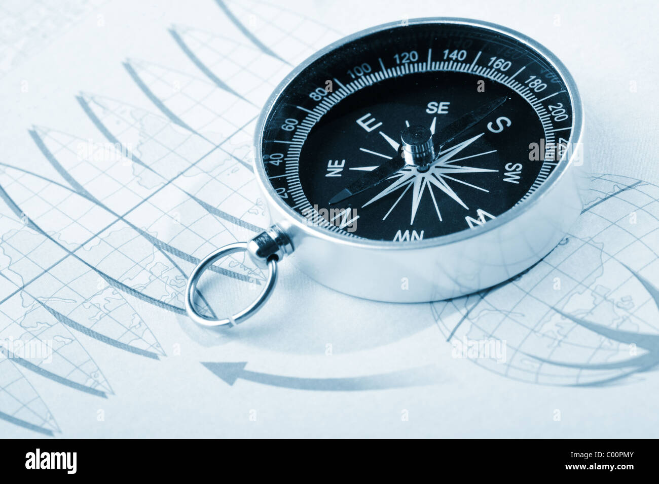 Map with a compass Stock Photo - Alamy