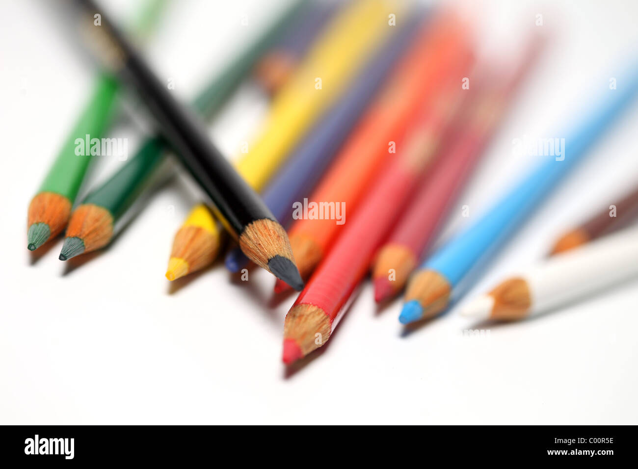 Colored pencils drawing stationery Cut Out Stock Images & Pictures - Alamy