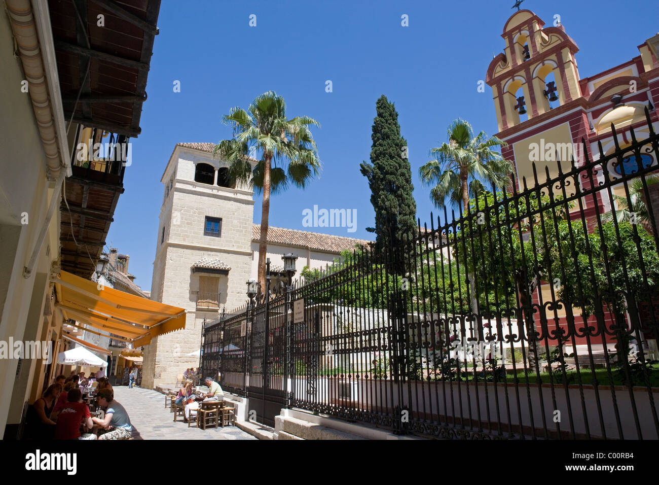spain, malaga, street scene and view towards Picasso Museum Stock Photo ...