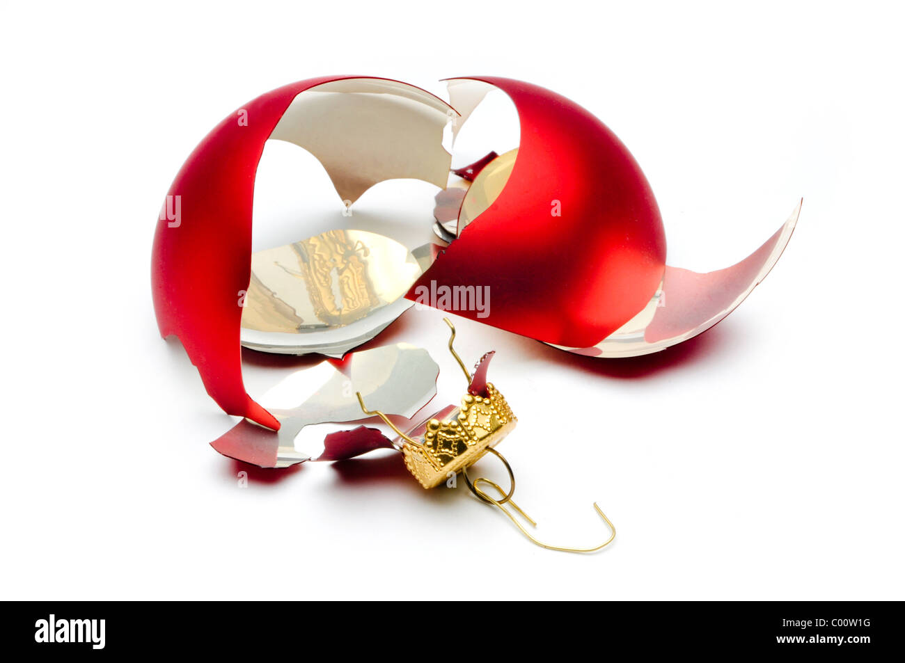 broken christmas ornament on white Stock Photo - Alamy