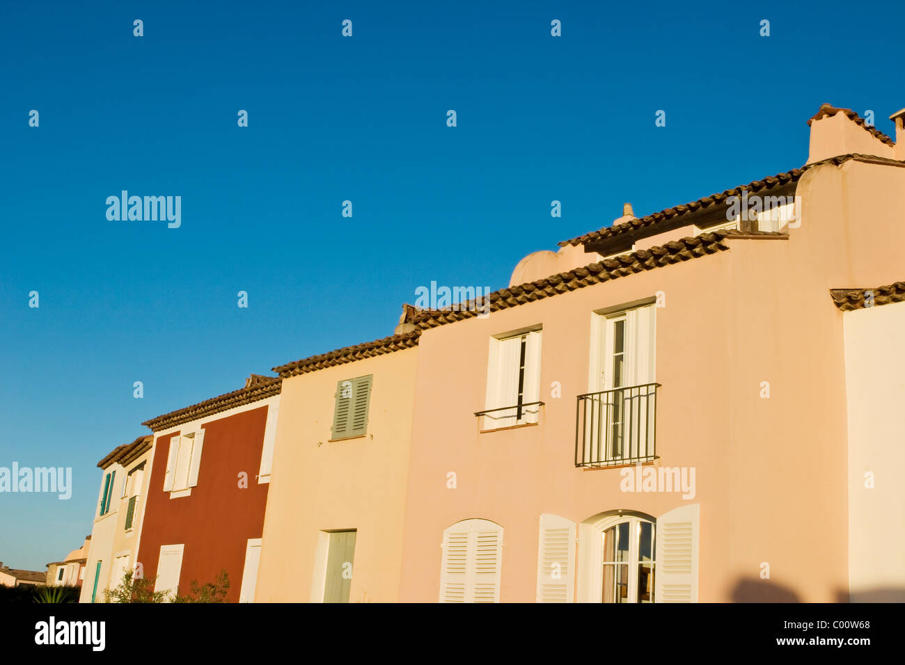 Colourful house facades with shutters in the South of France Stock ...