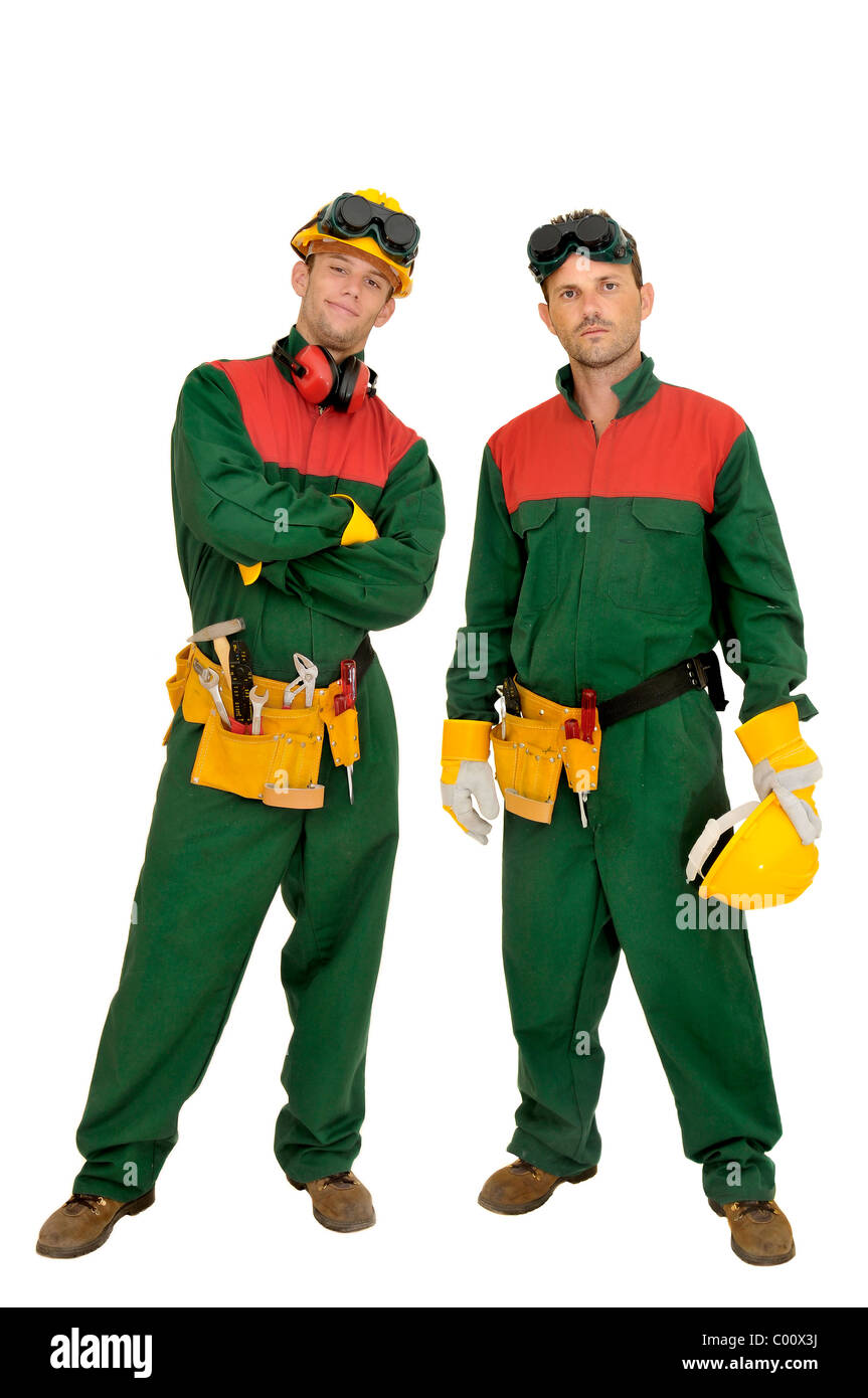 Workers team isolated in white Stock Photo - Alamy