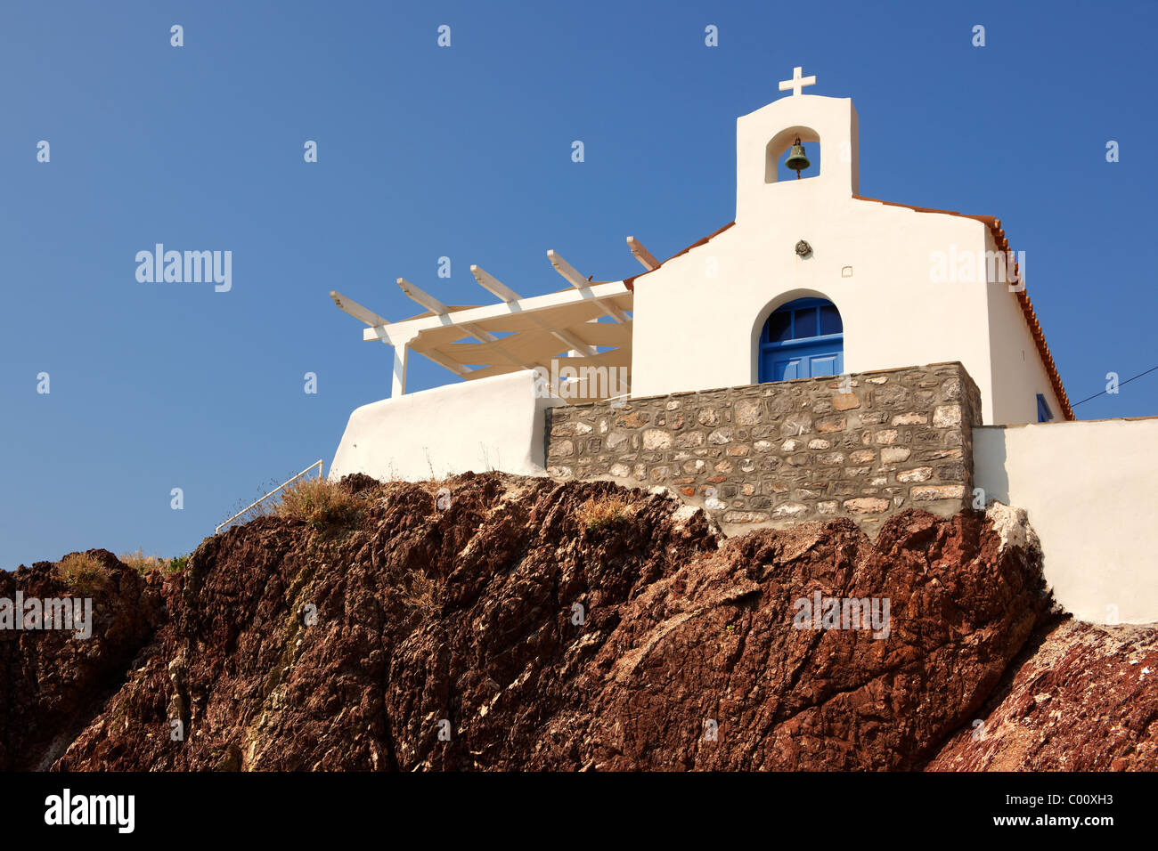 Greek Orthodox chapel at Vlychos, Hydra, Greek Saronic Islands Stock ...