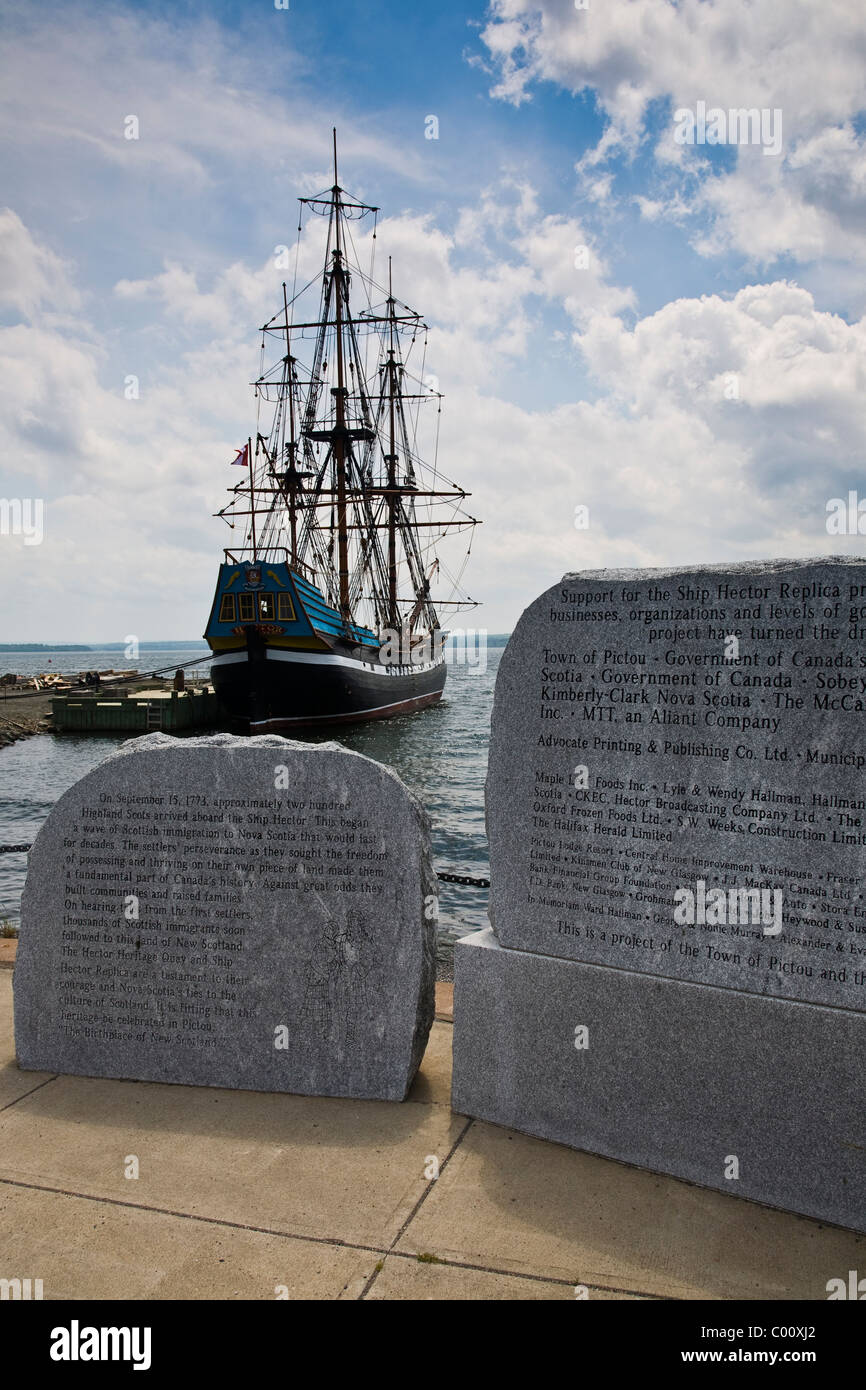 Replica of the sailing ship Hector in Nova Scotia, Canada Stock Photo ...