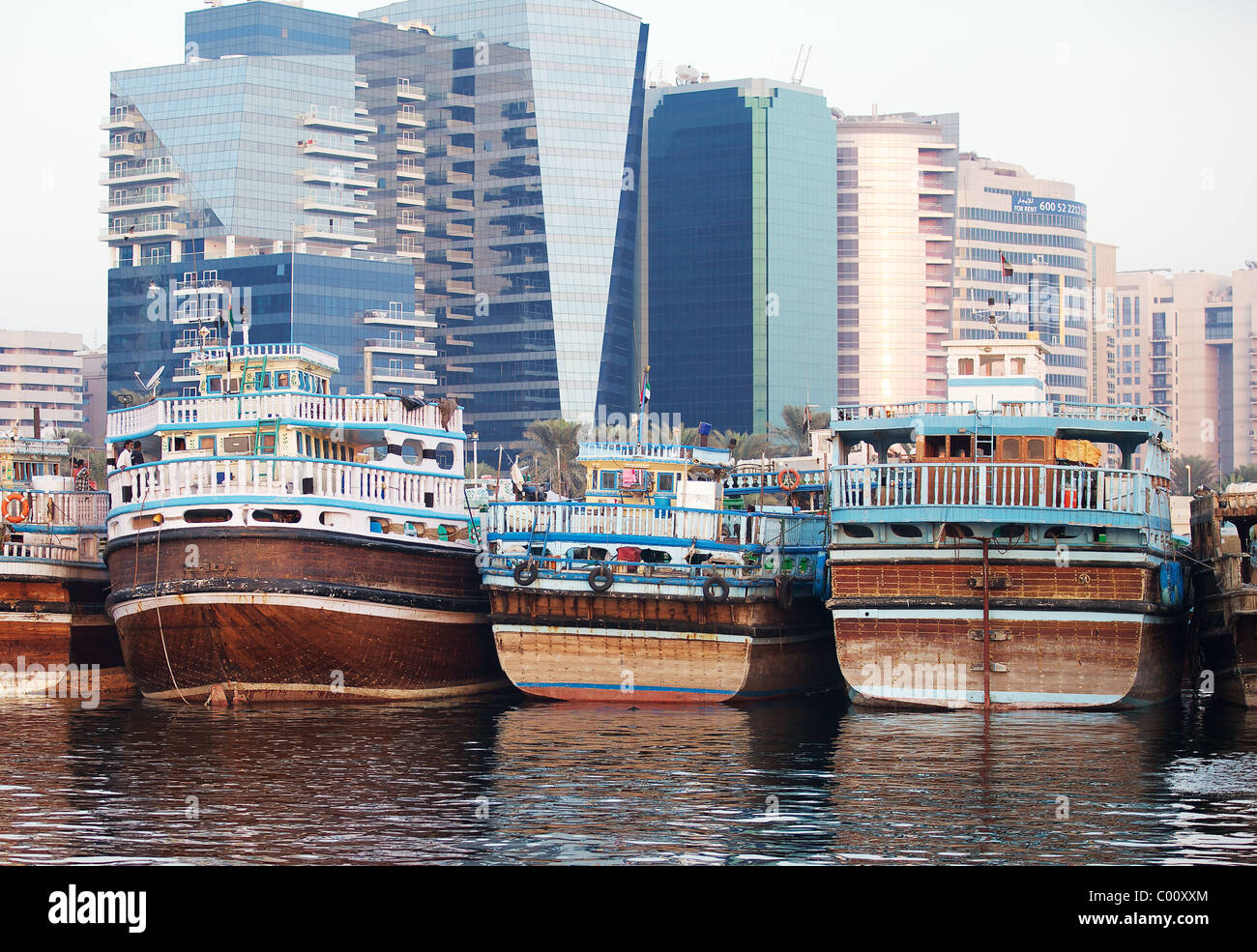 The busy Dhow wharfage, the Creek, Dubai, UAE Stock Photo - Alamy