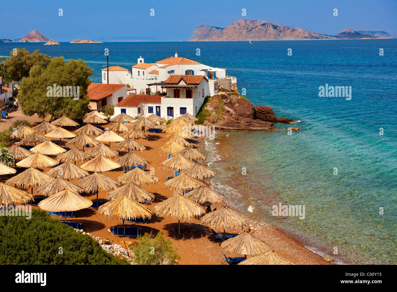 Vlychos Village & beach, Hydra, Greek Saronic Islands Stock Photo - Alamy