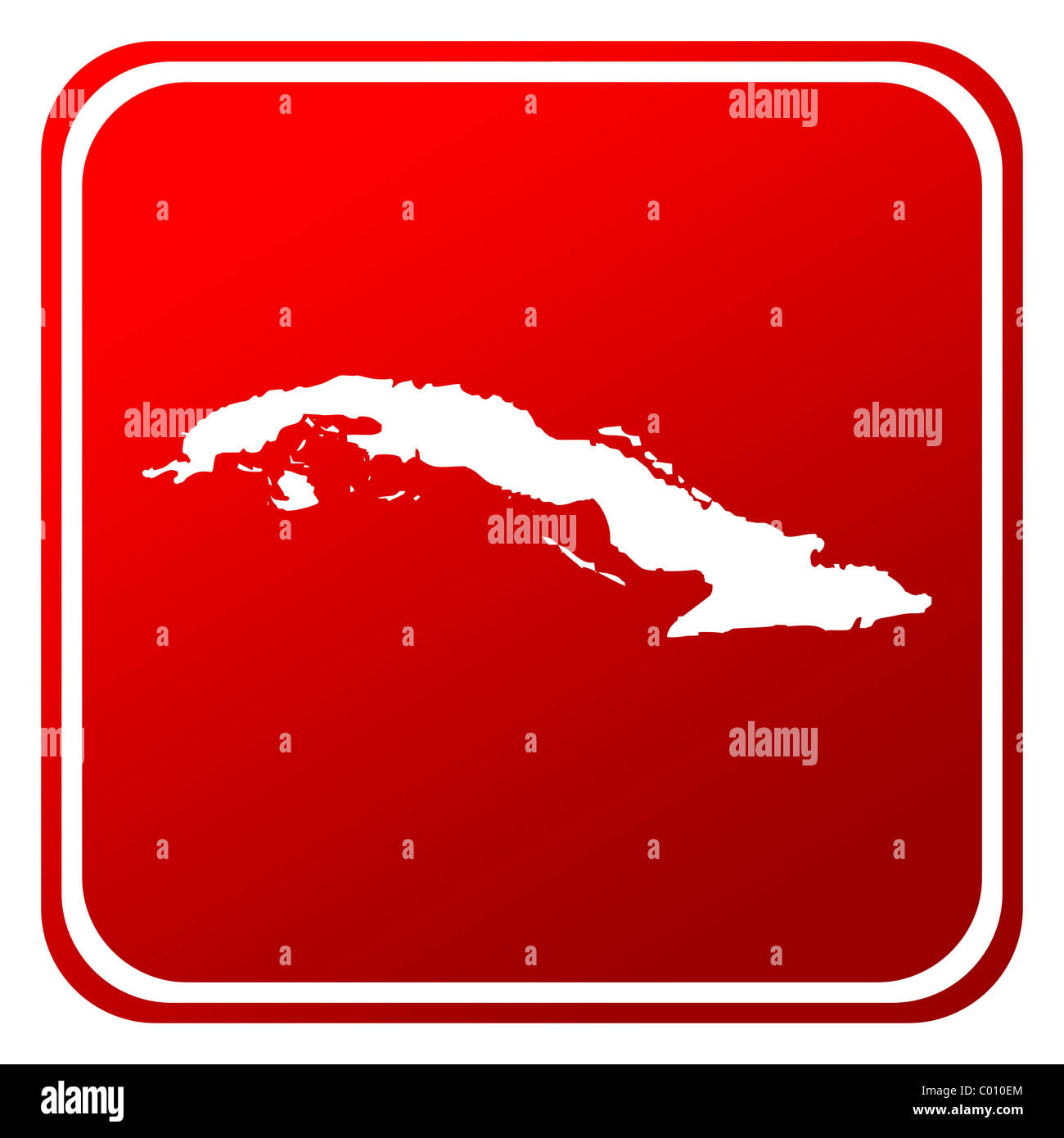 Cuba red map button isolated on white background Stock Photo - Alamy