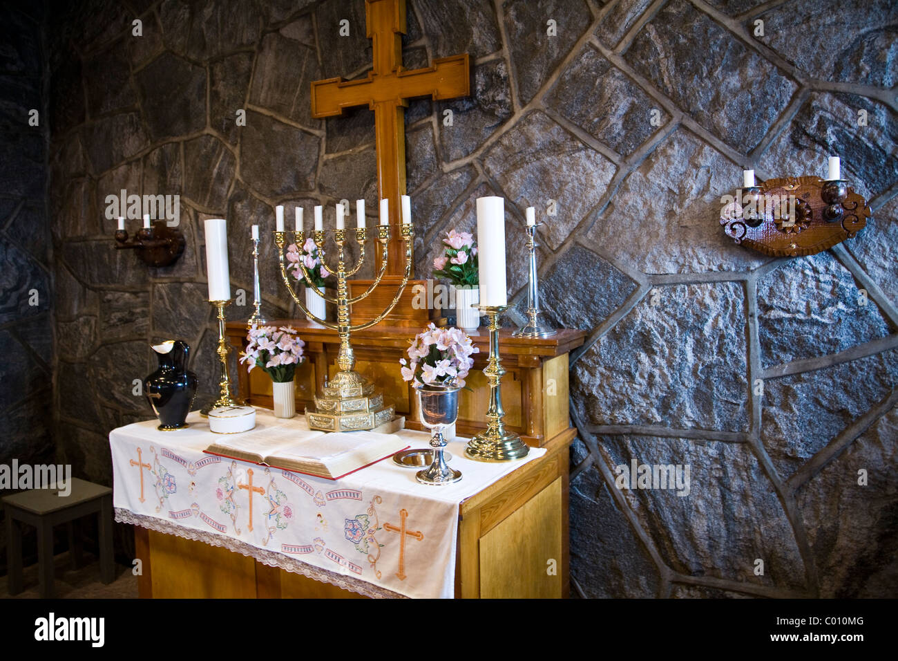 Altar of the granite church of Uummannaq, Greenland Stock Photo - Alamy