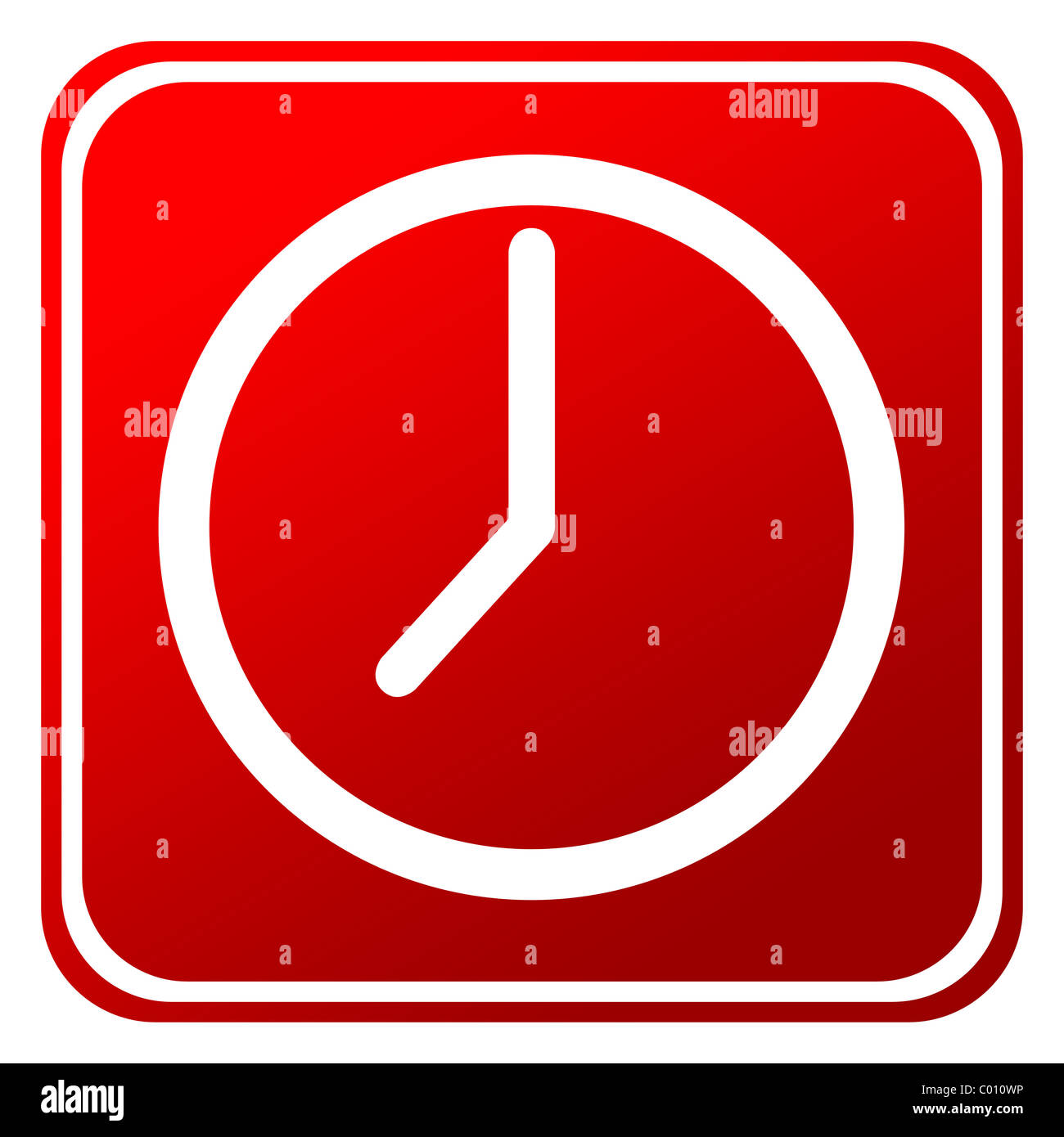 Red time or clock button isolated on white background Stock Photo - Alamy