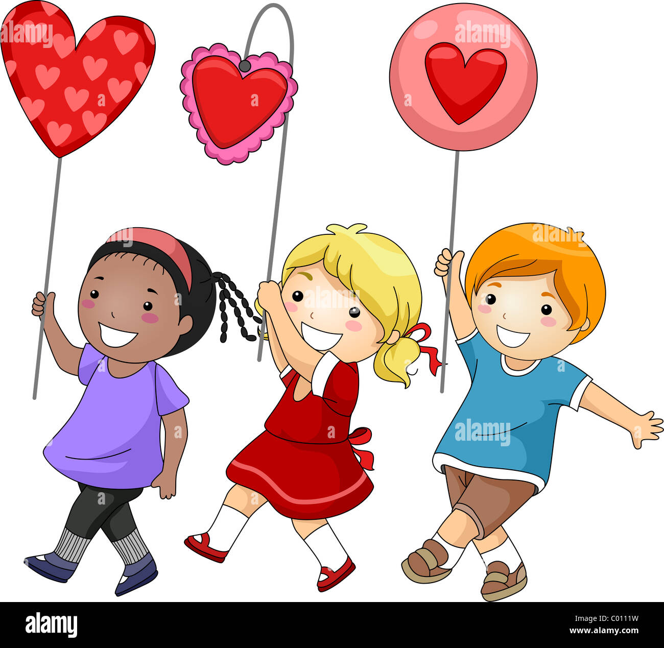 Illustration of Kids Participating in a Valentine Parade Stock Photo ...