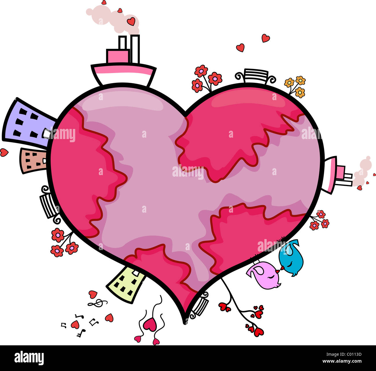 Illustration of a Heart-shaped World Stock Photo - Alamy