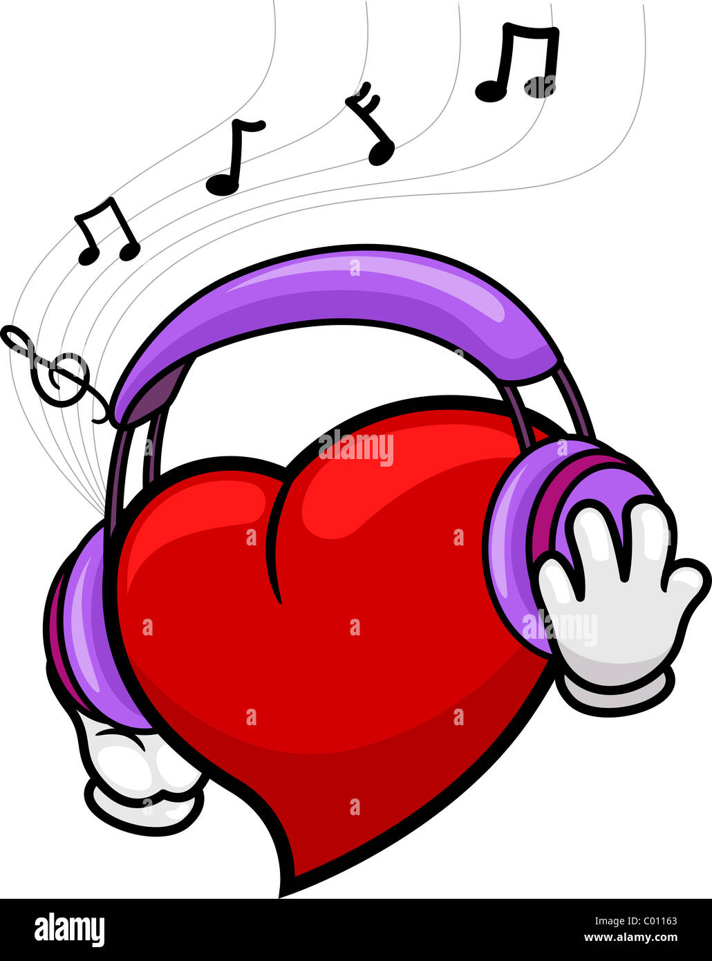 Illustration of a Heart Listening to Music Stock Photo - Alamy